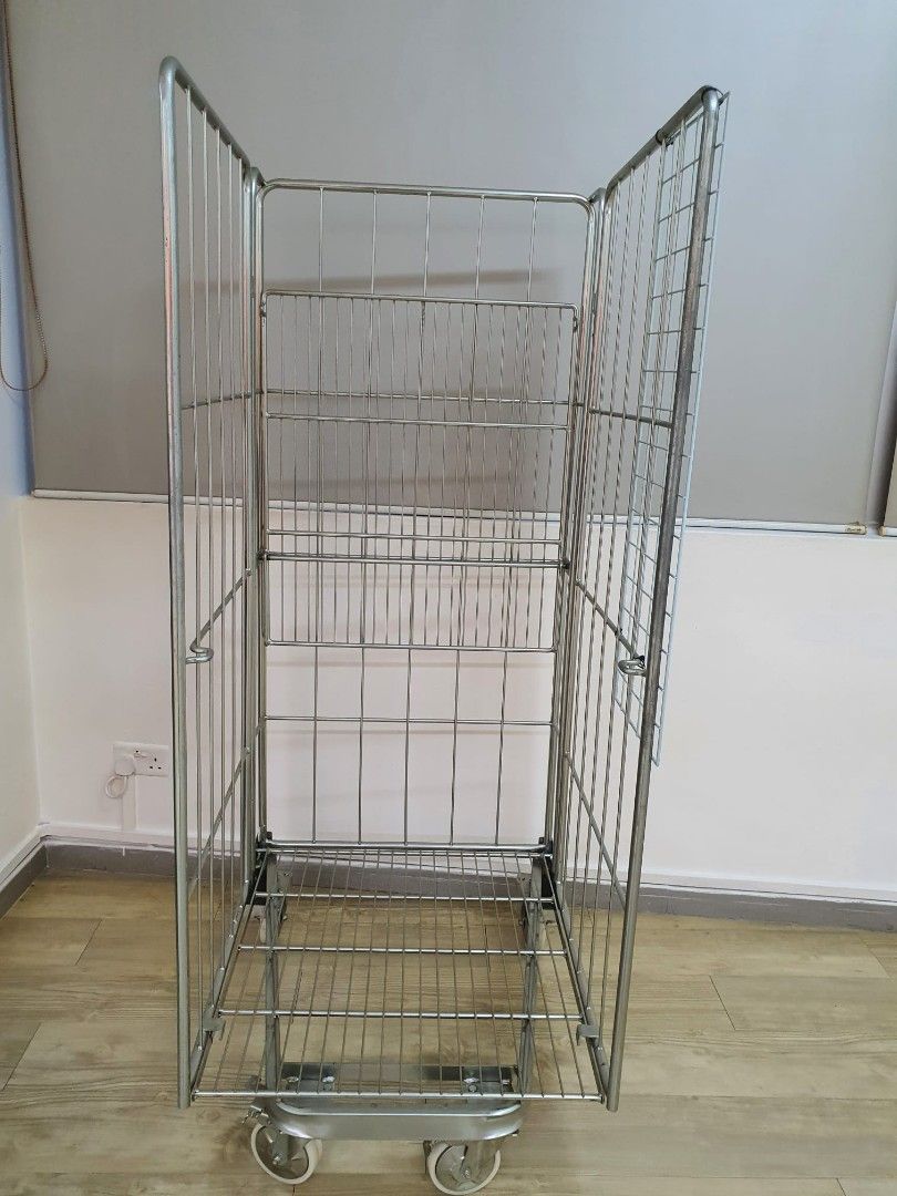 Metal Roll Cage Trolley with Wheels, Furniture & Home Living, Home ...