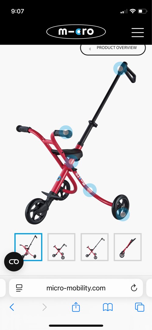 Micro Trike XL Ruby Red, Babies & Kids, Going Out, Strollers on Carousell