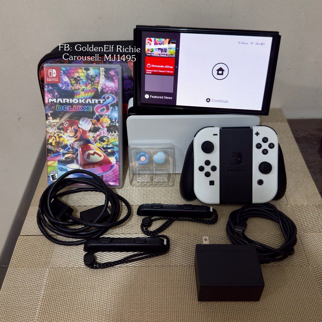 Nintendo Switch OLED w/ Mario Kart 8 Game Complete Accessories, Video ...