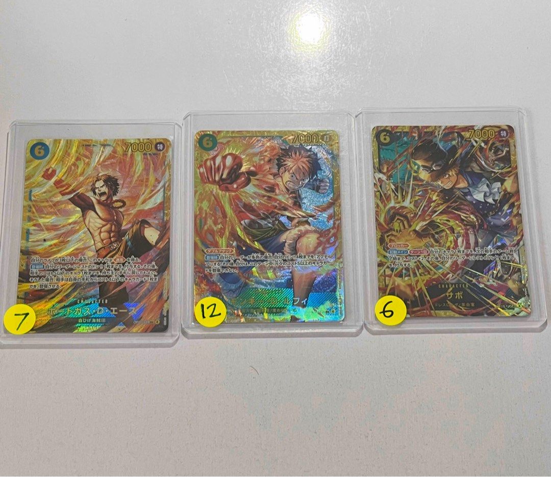 One Piece TCG OP13 Luffy, sabo and ace SEC alt art set, Hobbies & Toys ...