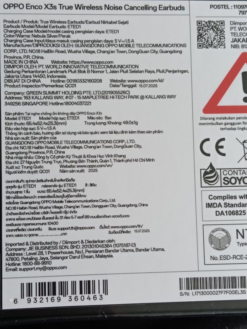 OPPO Enco X3s True Wireless Noise Cancelling Earbuds, Audio, Earphones ...