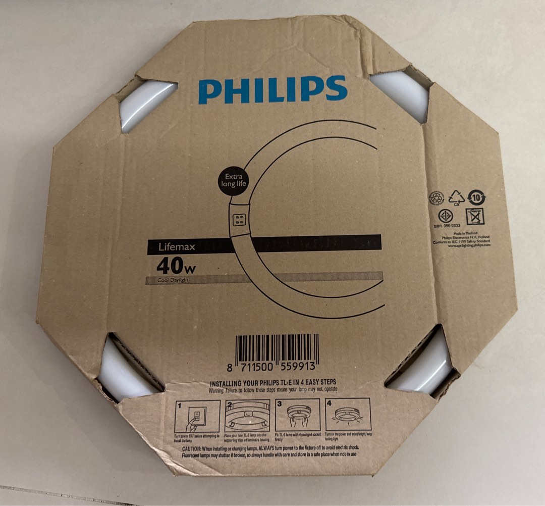 Philips Lifemax 40W Circular Fluorescent Light Bulb, Furniture & Home ...