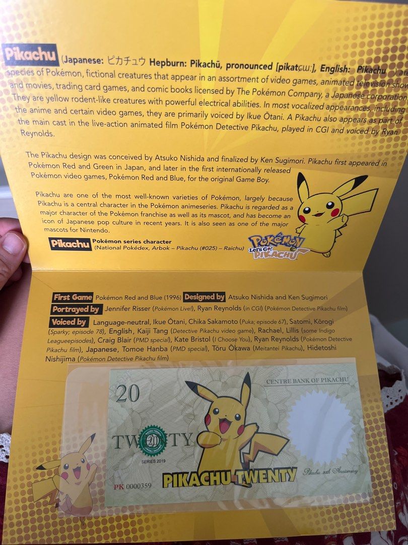Pokemon Let's Go Pikachu Twenty Dollar Bill, Hobbies & Toys, Toys ...