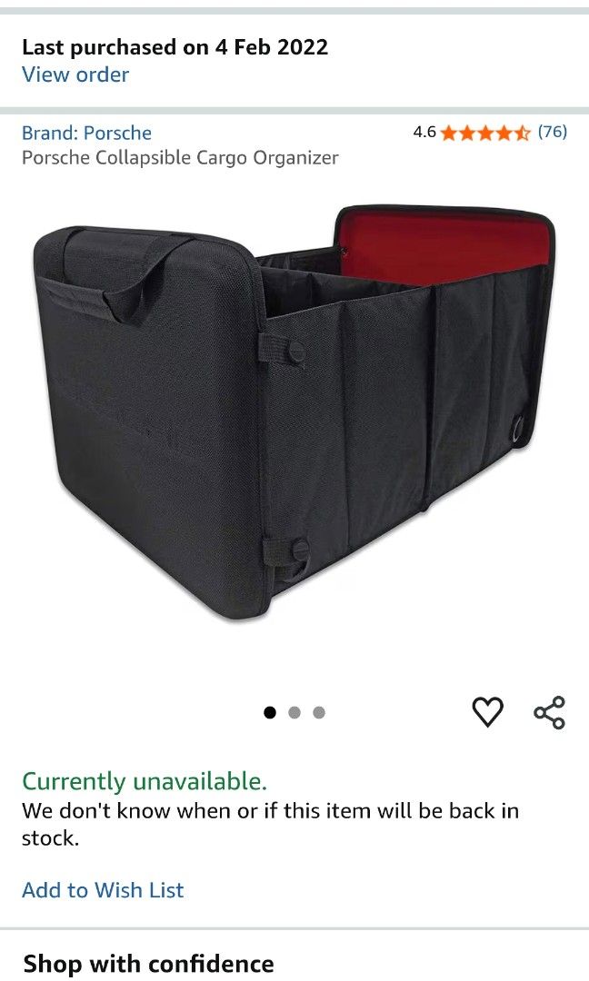 Porsche Collapsible Cargo Organizer, Car Accessories, Accessories on ...