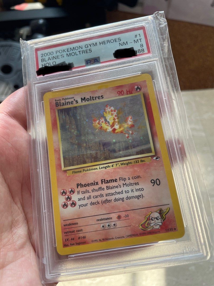888 Rare Blaine's Moltres #1 Holo PSA 8 Pokemon Card BGS CGC TAG PSA ...
