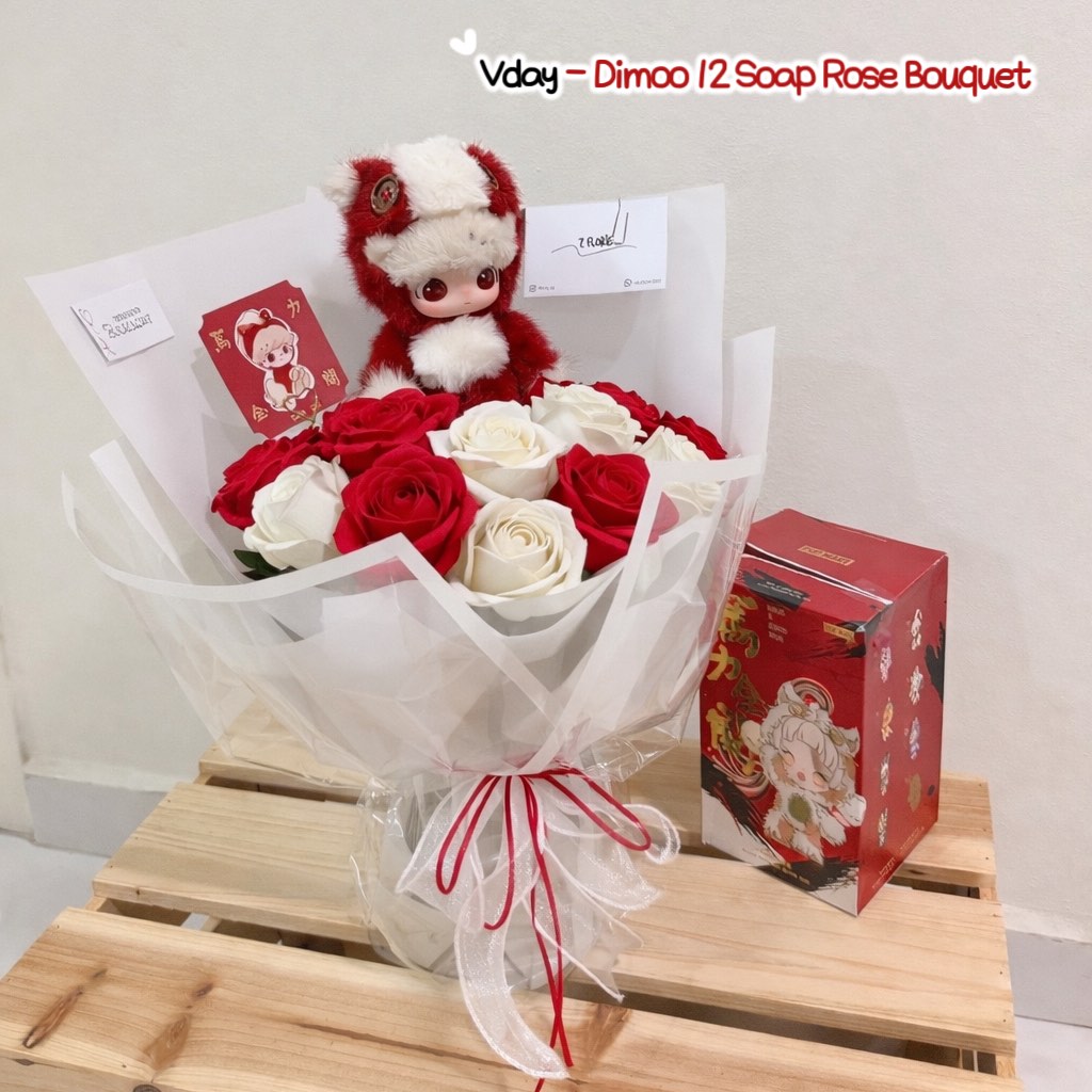 ️ Valentine’s Day - Dimoo Premium 12 Soap Roses Flower Bouquet ...