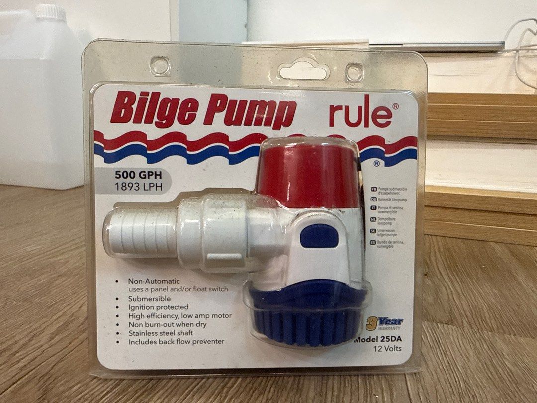 Rule Bilge Pump 500 GPH - Model 25DA, Everything Else on Carousell