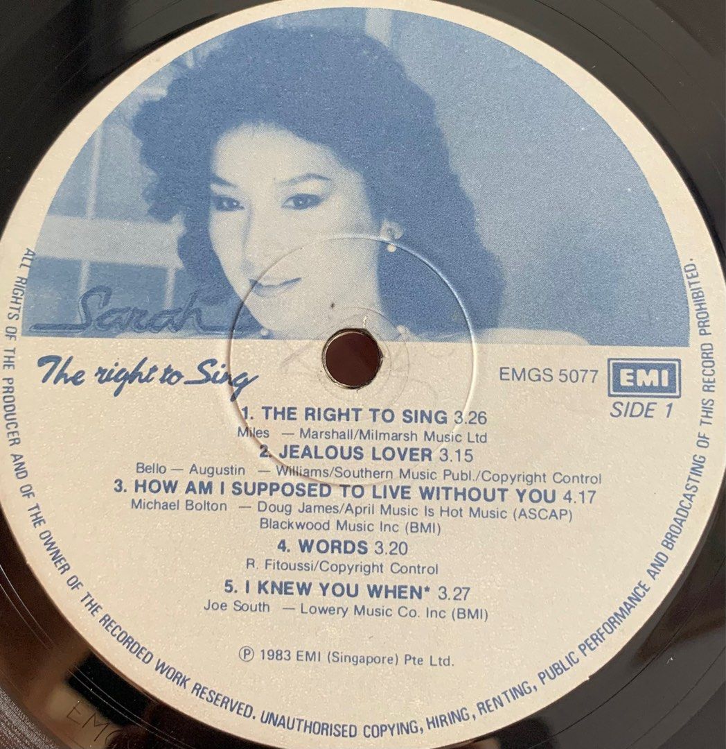 “Super Rare” Sarah Chen - 陈淑桦 English Collection - Vinyl Record lP, Hobbies & Toys, Music ...