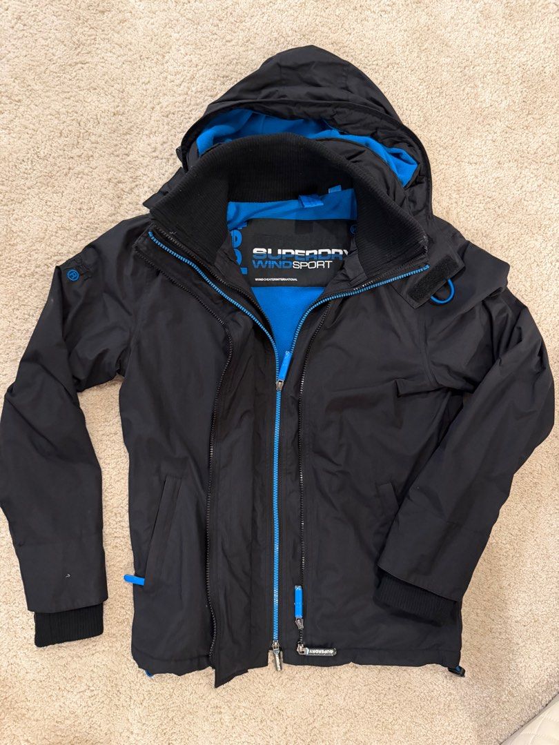 Superdry Wind Sport Jacket - Black and Blue, Men's Fashion, Coats ...