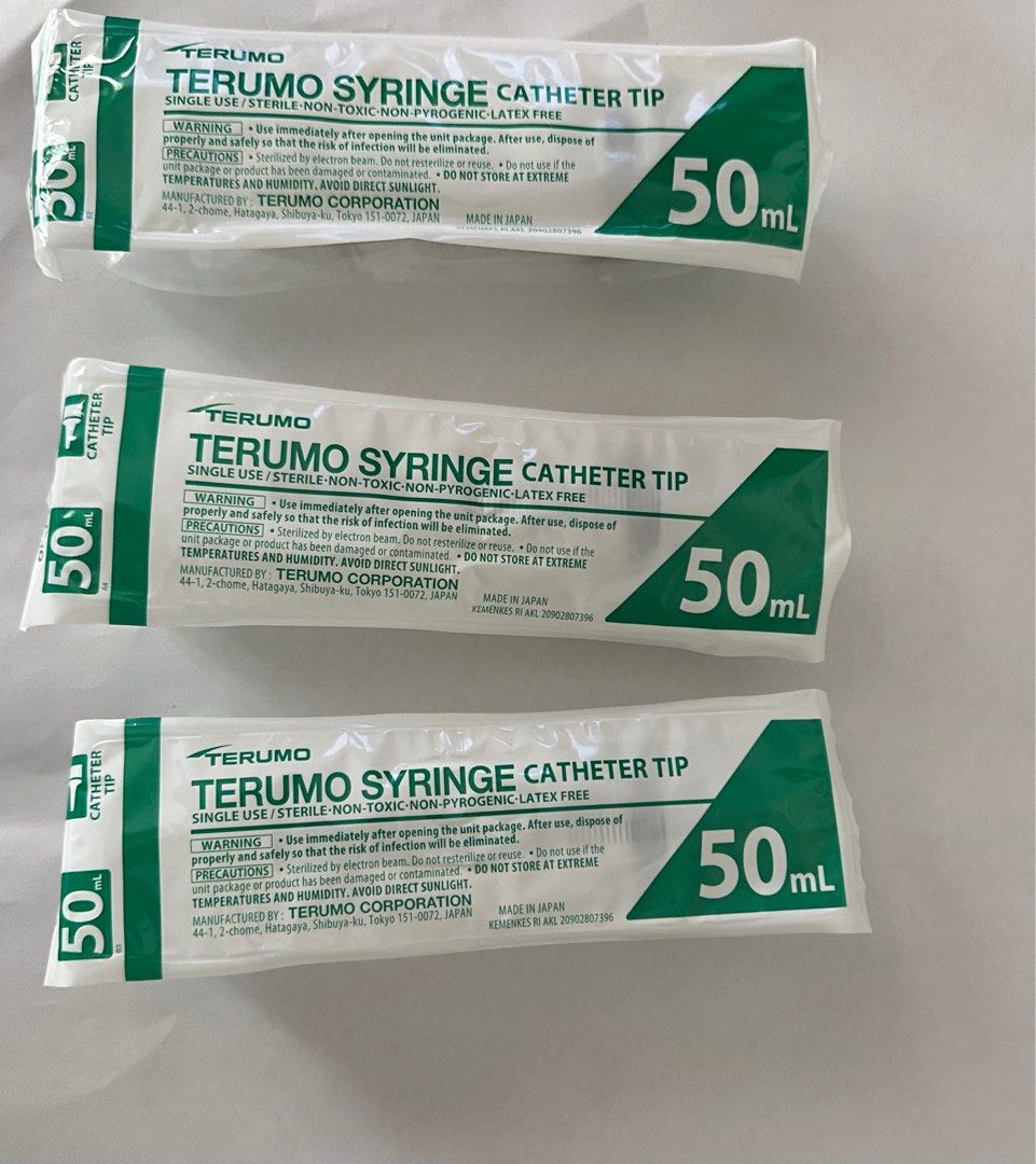 Terumo Syringe Catheter Tip 50ml, Health & Nutrition, Medical Supplies ...
