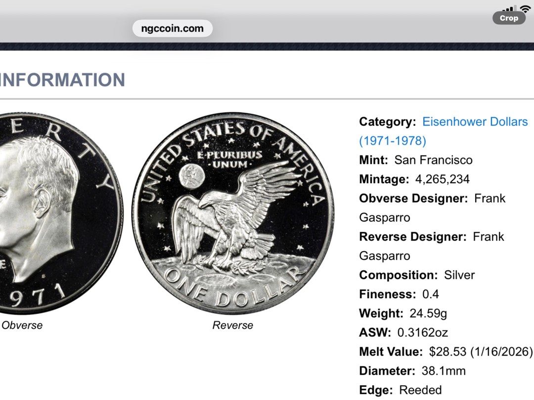 The Eisenhower $1 Silver Coin Proof, Hobbies & Toys, Memorabilia ...