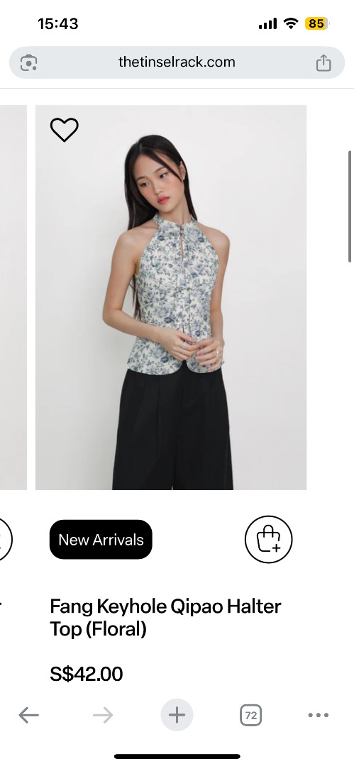 The Tinsel Rack Fang Keyhole Qipao Halter Top (Floral), Women's Fashion ...