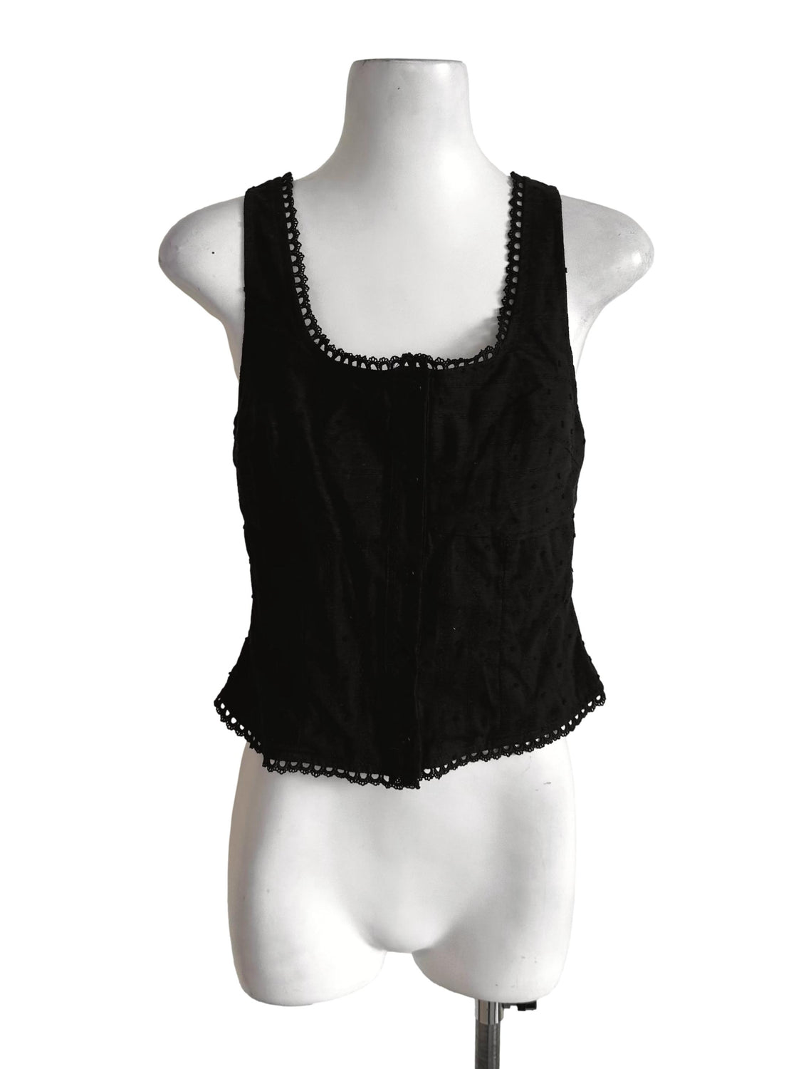 The Tinsel Rack Raven Black Eyelet Embroidery Button Top TTR, Women's ...