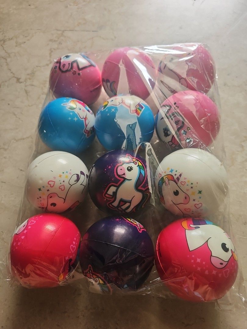 Unicorn Themed Bouncy Balls - Pack of 12, Hobbies & Toys, Toys & Games ...