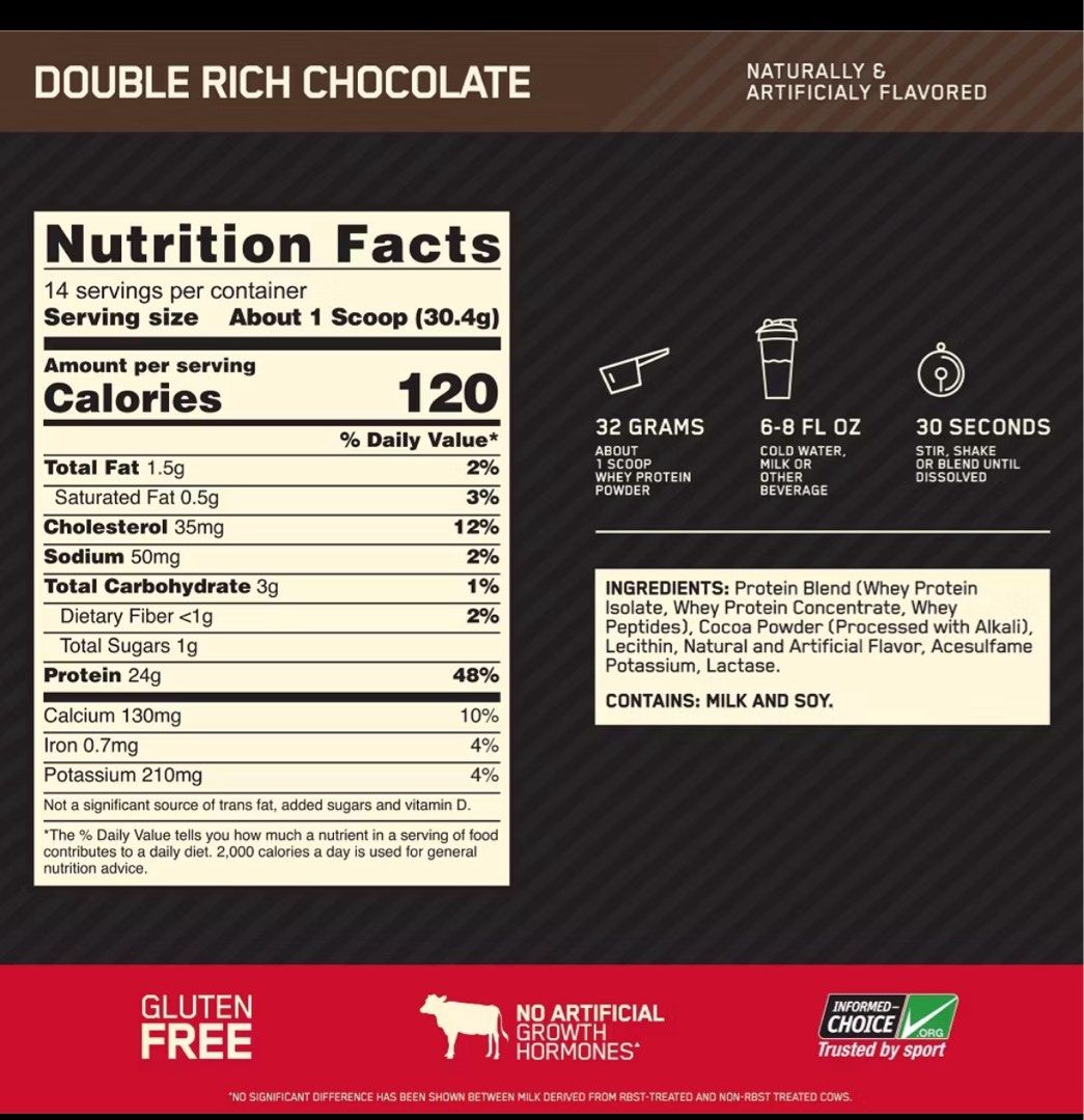 (12 servings left) Whey Double Rich Chocolate 454g - EXP 11 Feb 2026 ...