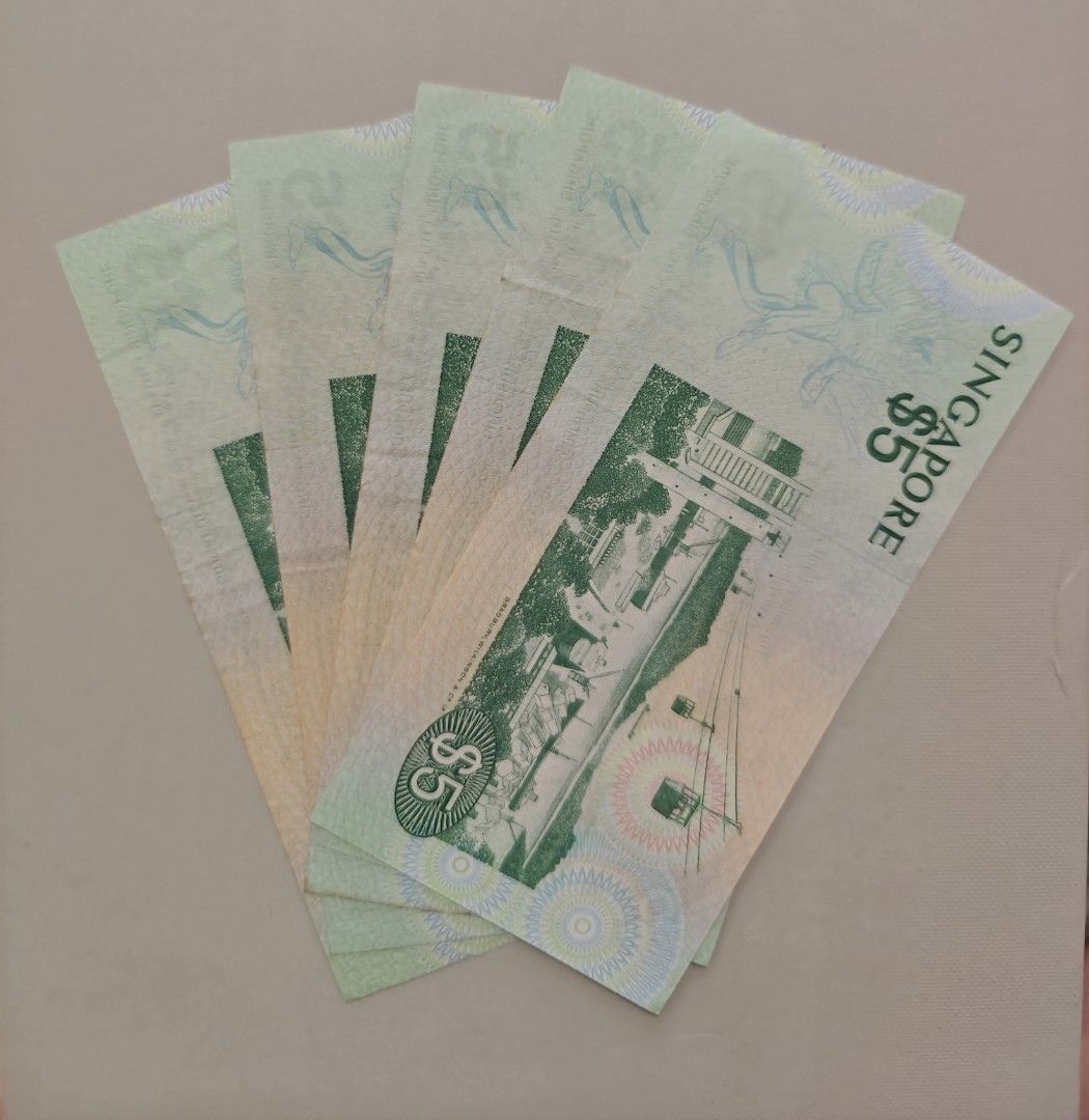 5 x Singapore $5 Dollar Notes - UNC, Hobbies & Toys, Memorabilia ...