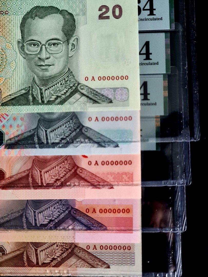 💝 Specimen Set 💝 Thailand 15th Series Specimen Banknotes Set of 5 in 1 ...