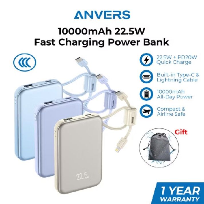 ANVERS 10000mAh 22.5W Fast Charging Power Bank, Mobile Phones & Gadgets ...