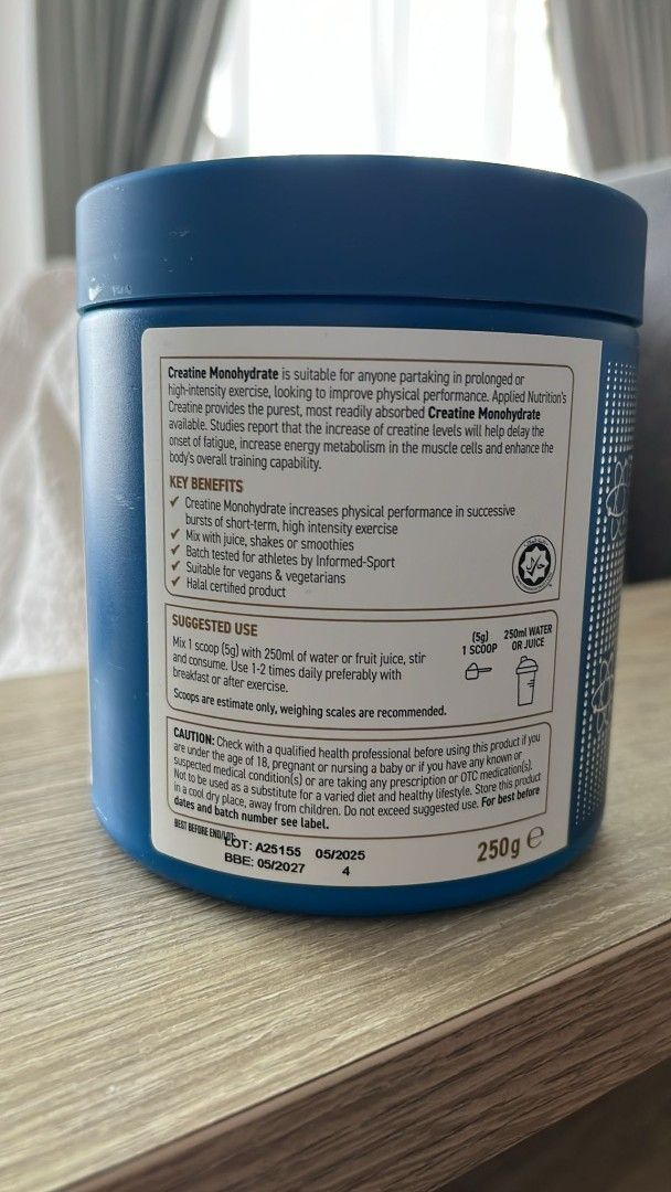 Applied Nutrition Creatine Monohydrate 250g, Health & Nutrition, Health ...