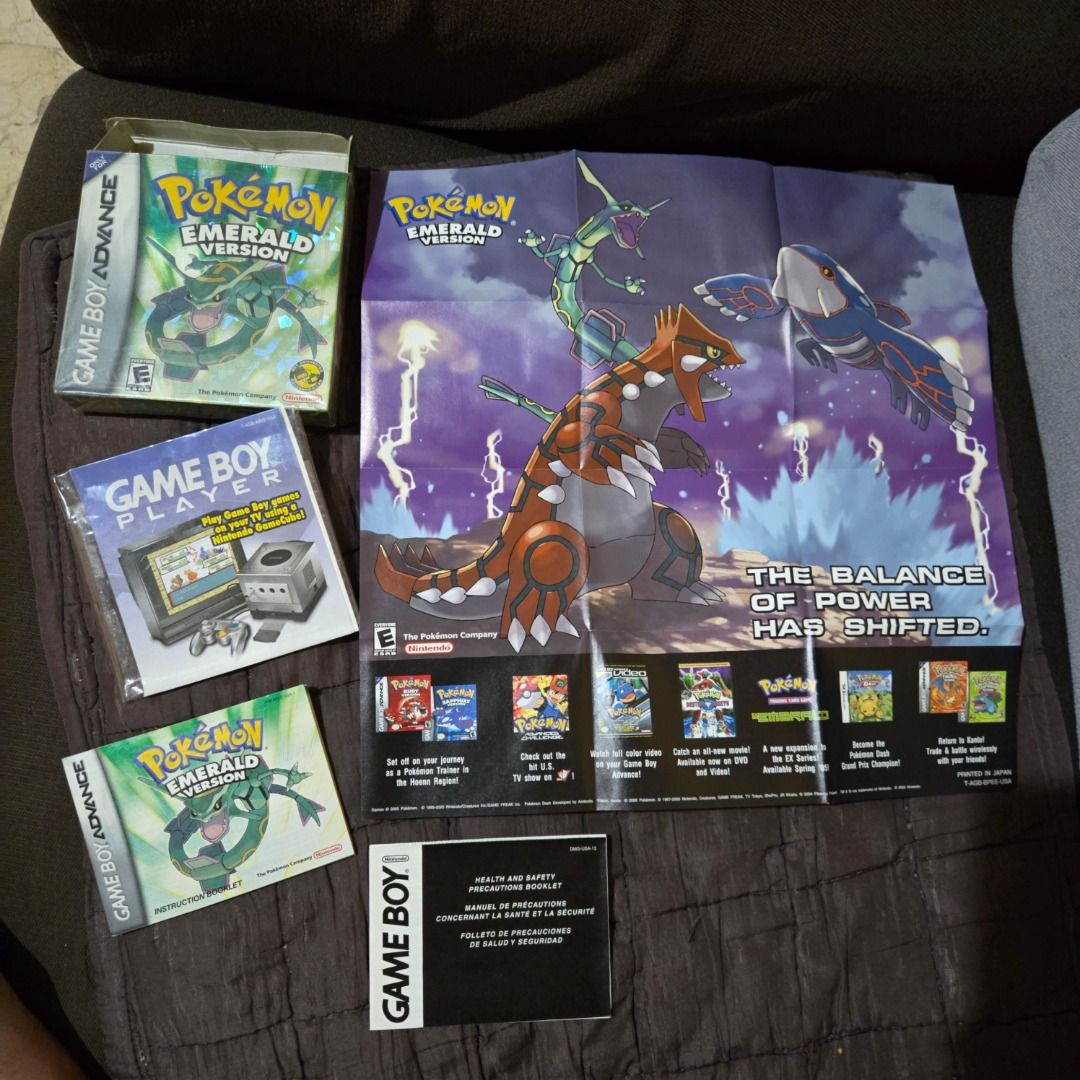 [AUTHENTIC] Pokemon Emerald GBA Box, Manual & Battle Frontier Poster ...