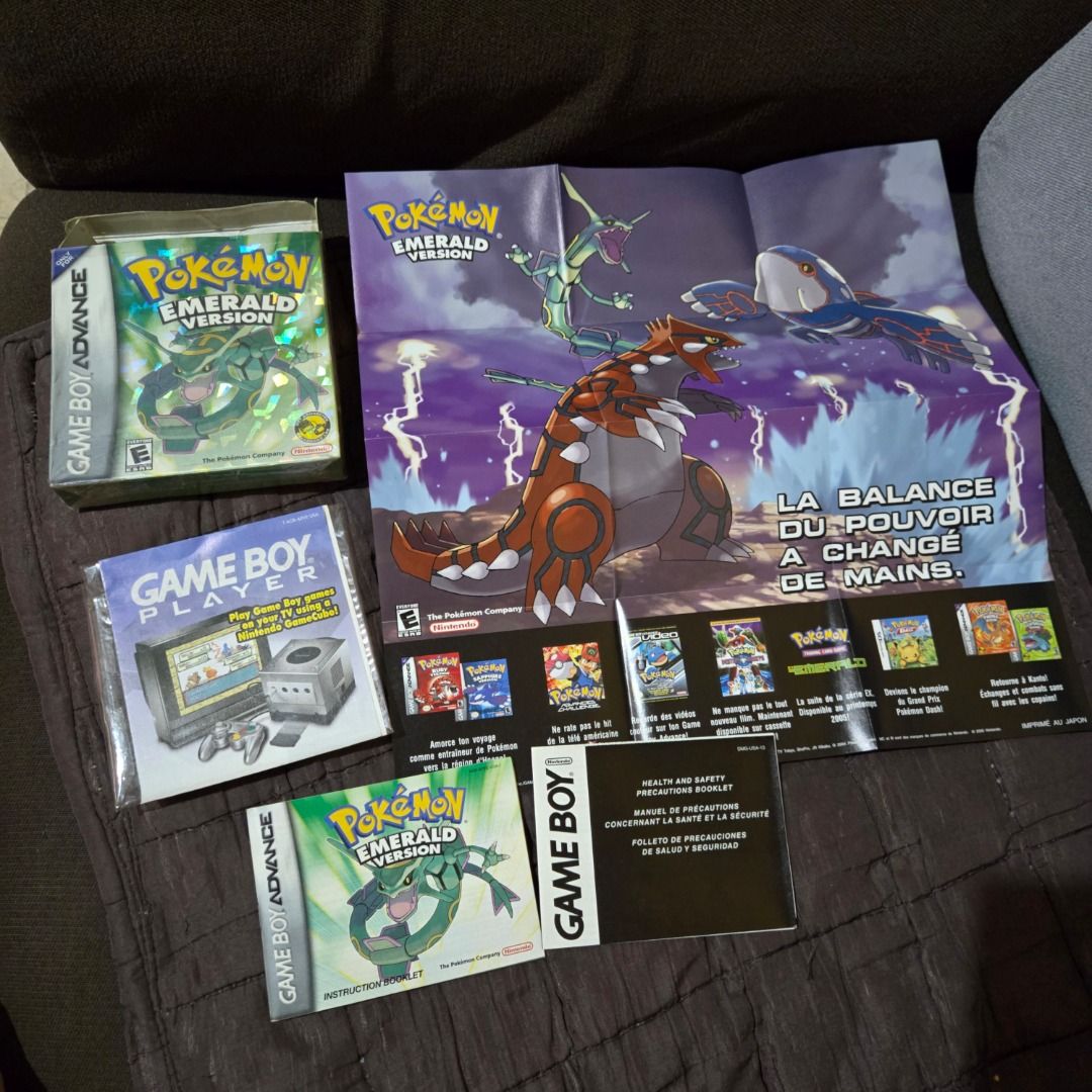 [AUTHENTIC] Pokemon Emerald GBA Box, Manual & Battle Frontier Poster ...