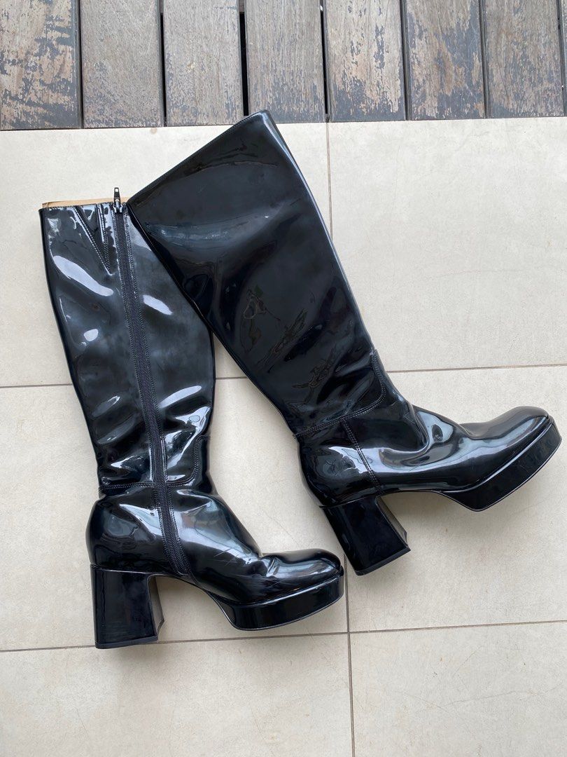 Black Platform Knee High Boots, Women's Fashion, Footwear, Boots on ...