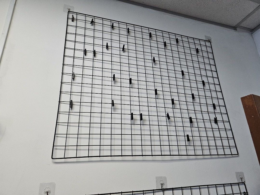 Black Wire Grid Panel with Clips and Accessories, Furniture & Home ...
