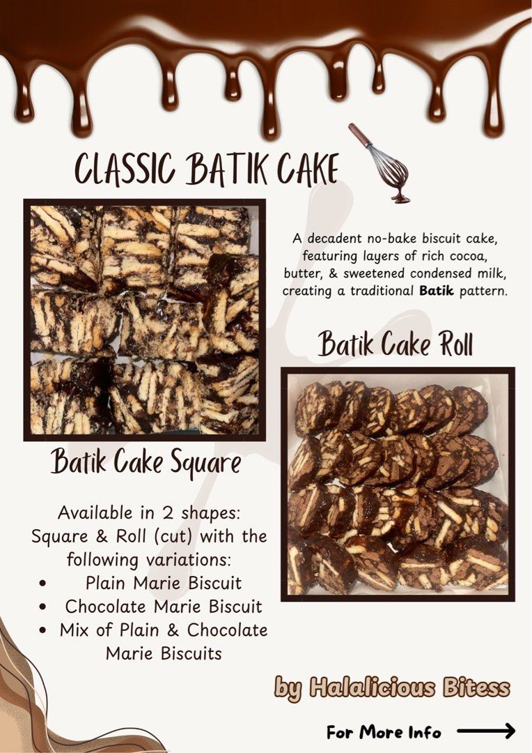 Classic Homemade Muslim Owned Batik Cake - Square & Roll, Food & Drinks ...