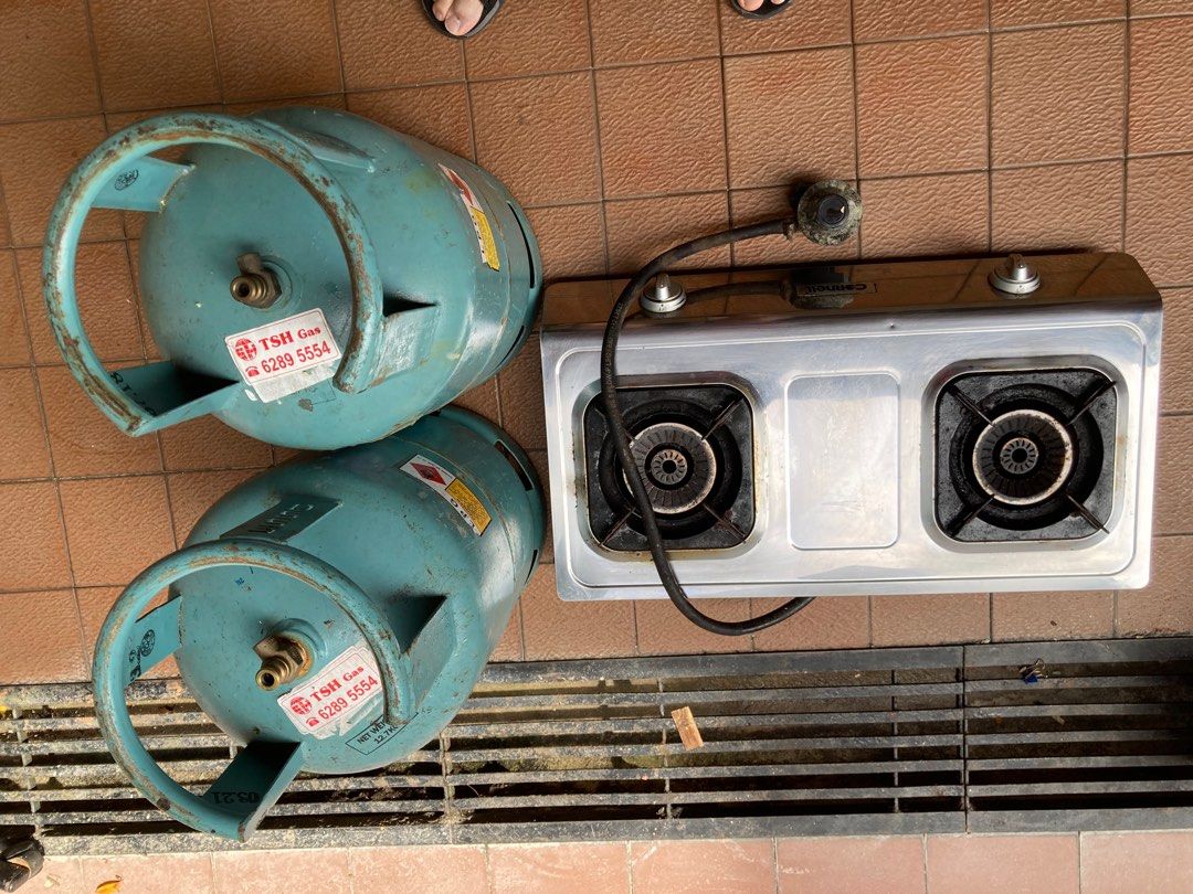 Cornett Double Burner Gas Stove with Cylinders, Furniture & Home Living ...