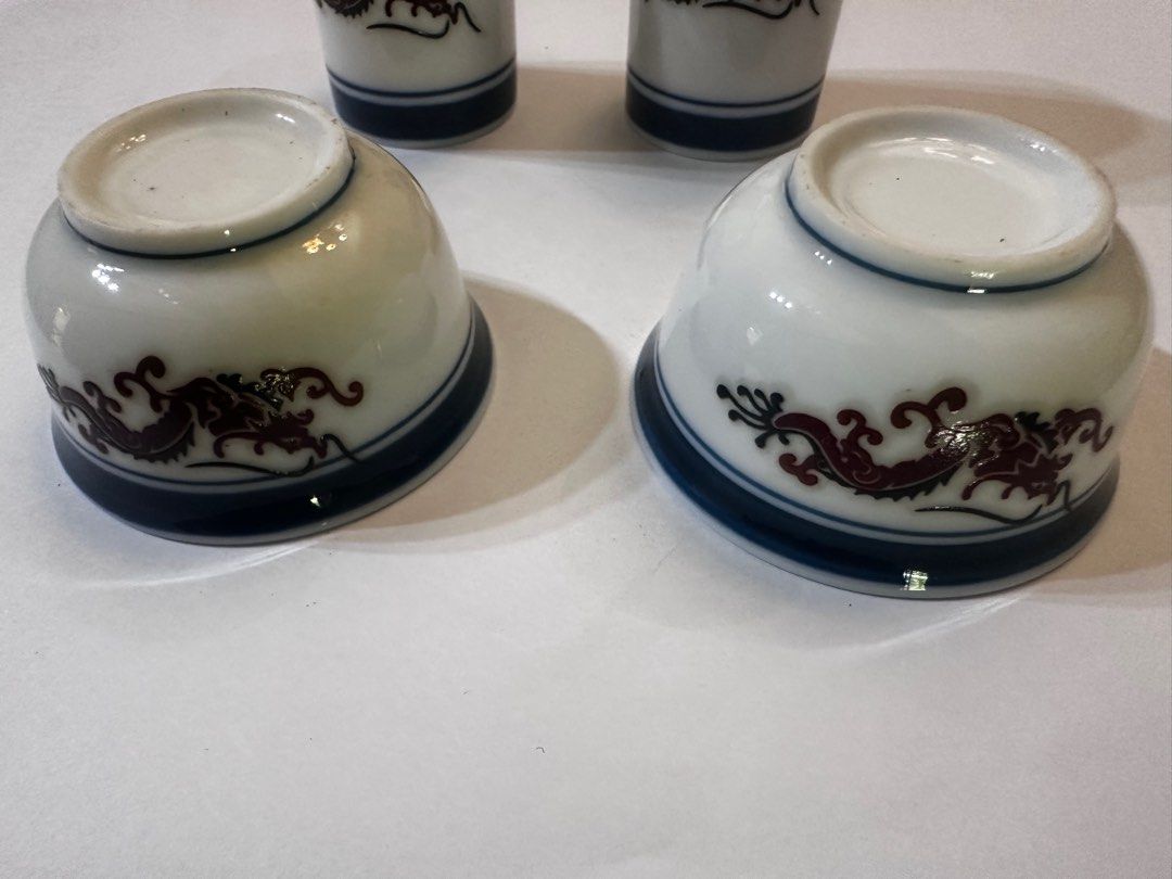 Dragon Tea Cups Set of 4, Furniture & Home Living, Kitchenware ...