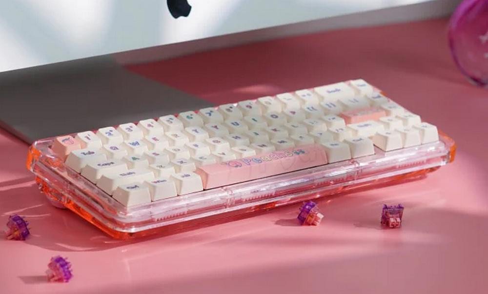 Epomaker FirstBlood B67 Transparent Clear Pink Keyboard, Computers ...