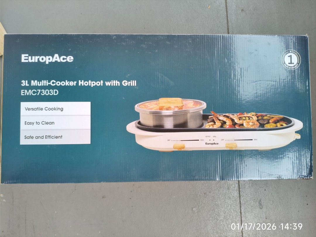 EuropAce 3L Multi-Cooker Hotpot with Grill EMC7303D, TV & Home ...