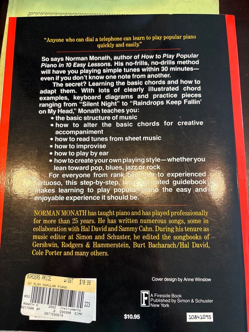 How to Play Popular Piano in 10 Easy Lessons, Hobbies & Toys, Books ...