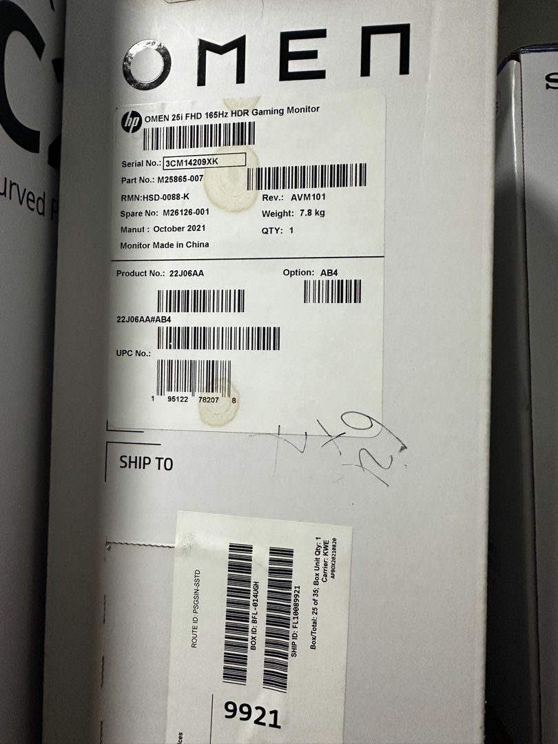 HP OMEN 25i FHD 165Hz HDR Gaming Monitor, Computers & Tech, Parts ...