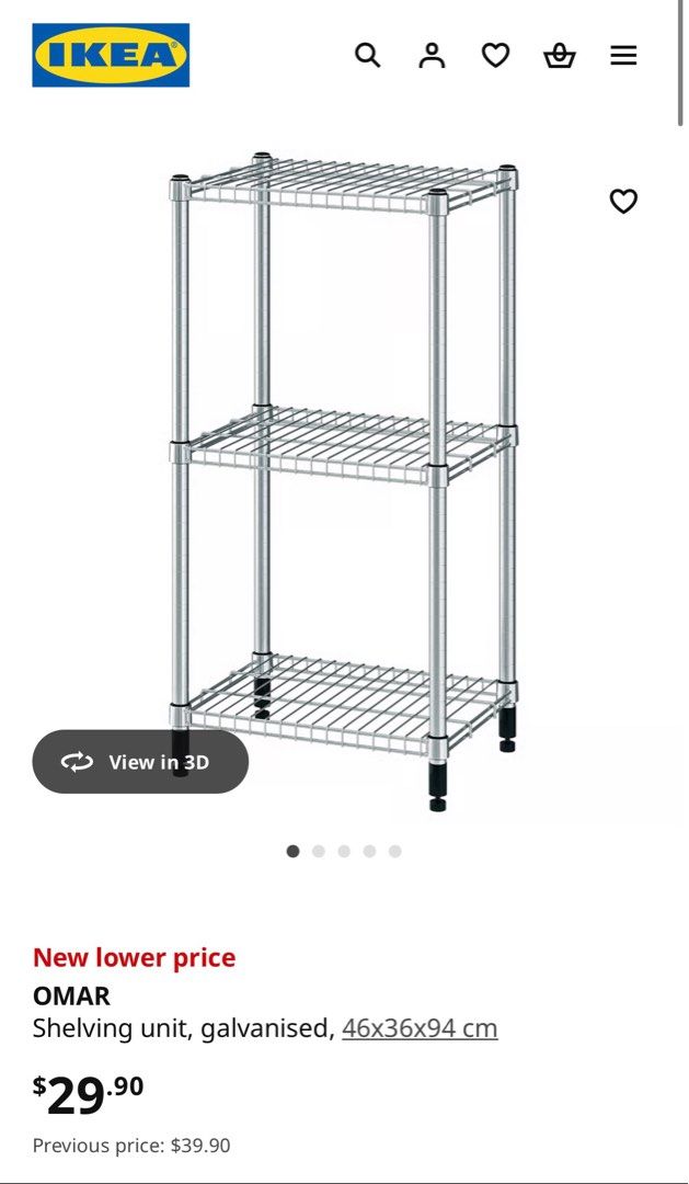 IKEA OMAR Shelving Unit - Galvanized, Furniture & Home Living ...