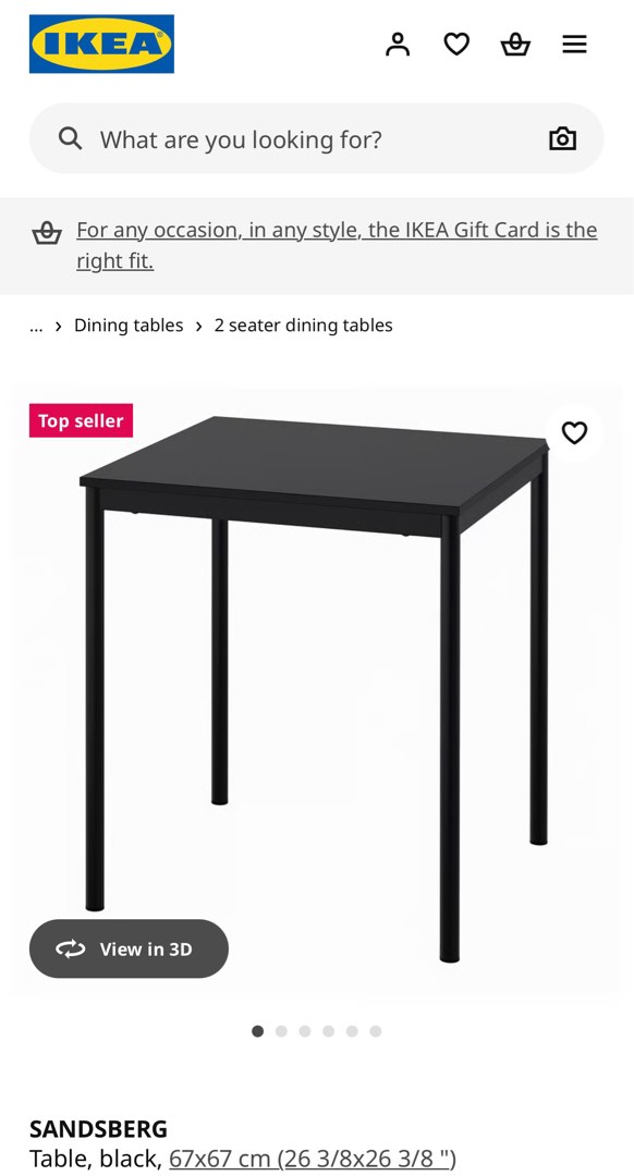 IKEA SANDSBERG Dining Table - Black, Furniture & Home Living, Furniture ...