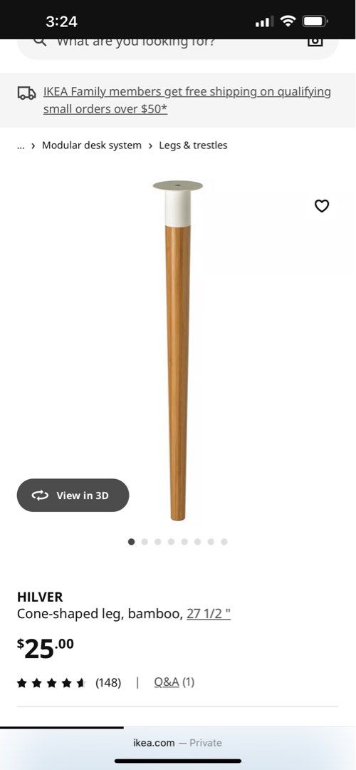 IKEA table desk leg HILVER Cone-Shape 4 legs, Furniture & Home Living ...