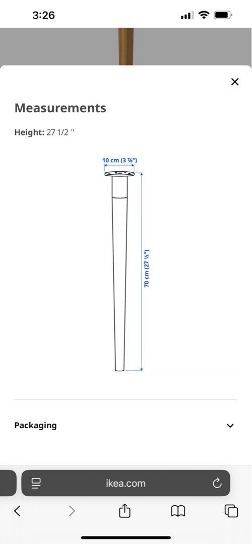 IKEA table desk leg HILVER Cone-Shape 4 legs, Furniture & Home Living ...