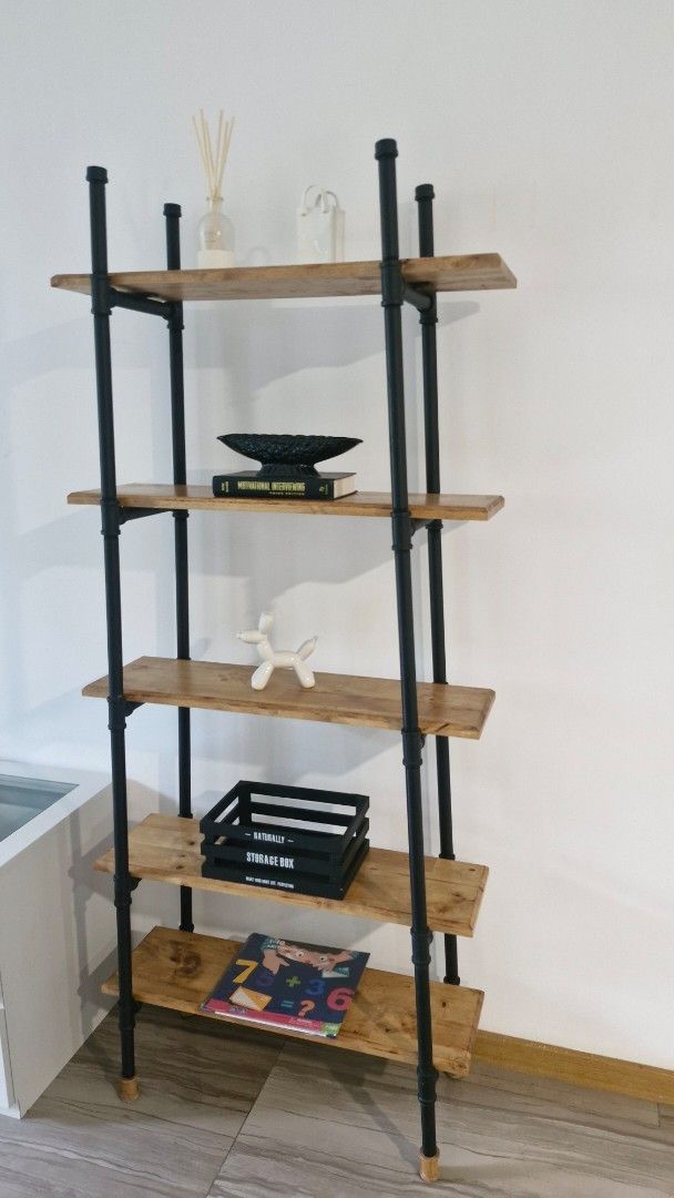 Industrial Pipe Bookshelf - Rustic Design, Furniture & Home Living ...
