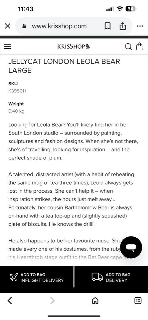 Jellycat London Leola Bear Large, Hobbies & Toys, Toys & Games on Carousell