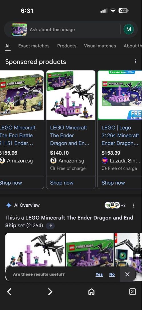 LEGO Minecraft The Ender Dragon and End Ship Set 21264, Hobbies & Toys ...