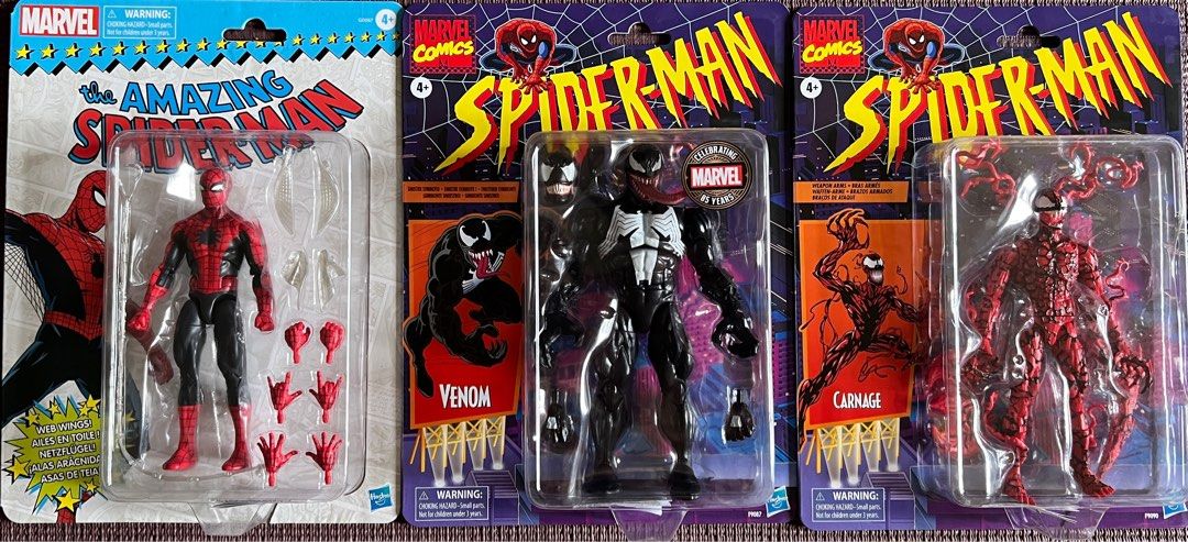 Marvel Legends Venom, Carnage, Spider-Man set of 3, Hobbies & Toys ...