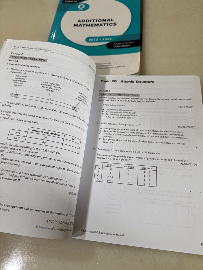 O Level Topical Exam Questions (Physics, Chemistry, Additional Maths ...