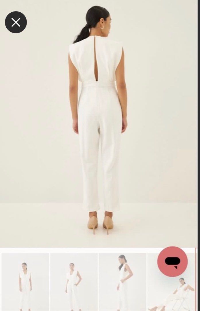 Open Back Peg Leg Jumpsuit - White, Women's Fashion, Dresses & Sets ...