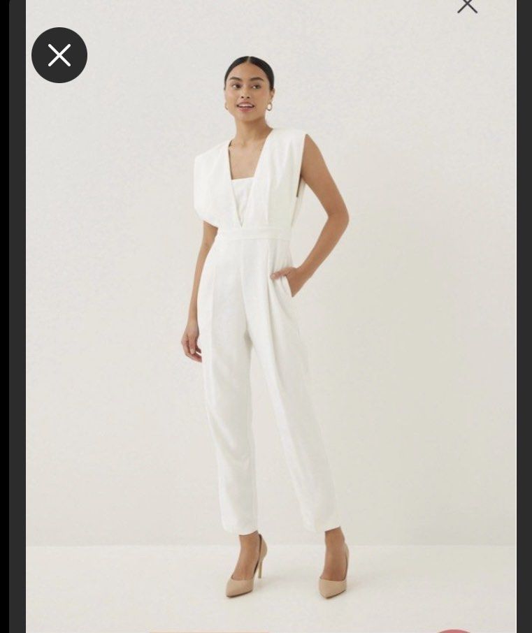 Open Back Peg Leg Jumpsuit - White, Women's Fashion, Dresses & Sets ...