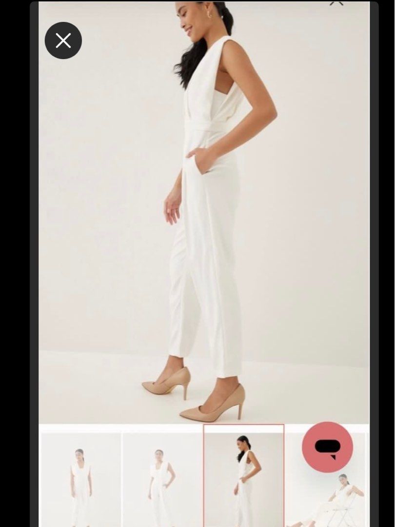 Open Back Peg Leg Jumpsuit - White, Women's Fashion, Dresses & Sets ...