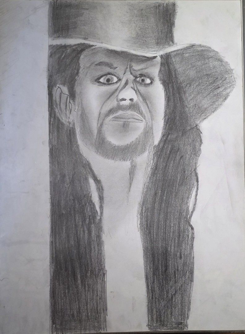 Pencil Drawing of The Undertaker, Hobbies & Toys, Art & Prints on Carousell