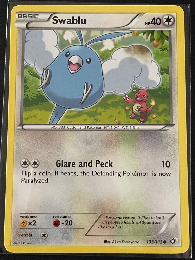 Rare Charmeleon Cameo! Pokémon - Swablu 103/113 (Legendary Treasures ...