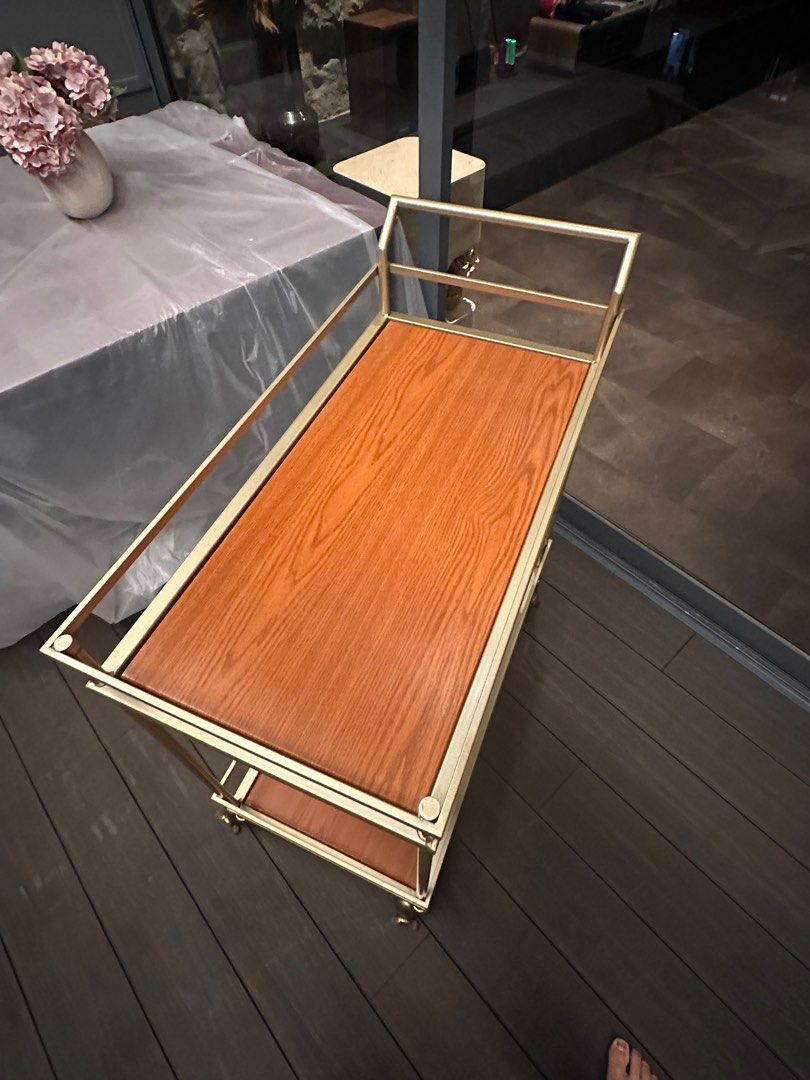 Portable bar trolley in gold frame, Furniture & Home Living, Furniture ...