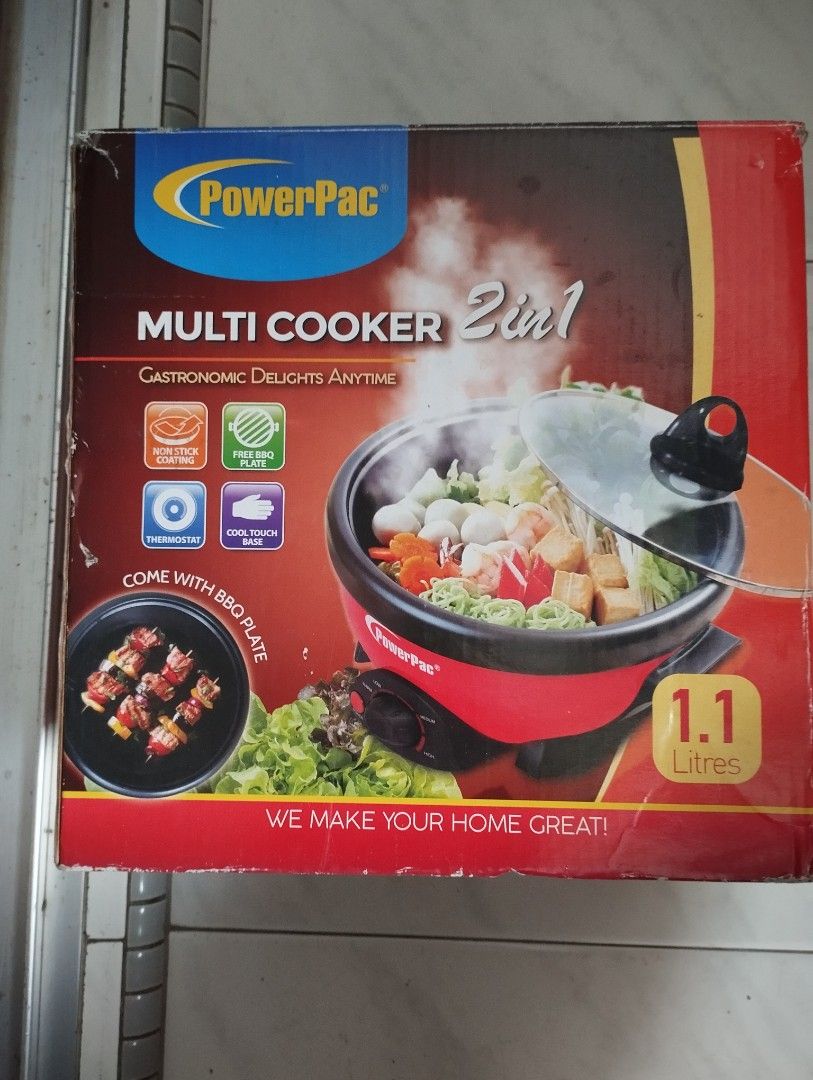 PowerPac 2-in-1 Multi Cooker with BBQ Plate 1.1 Litres., TV & Home ...